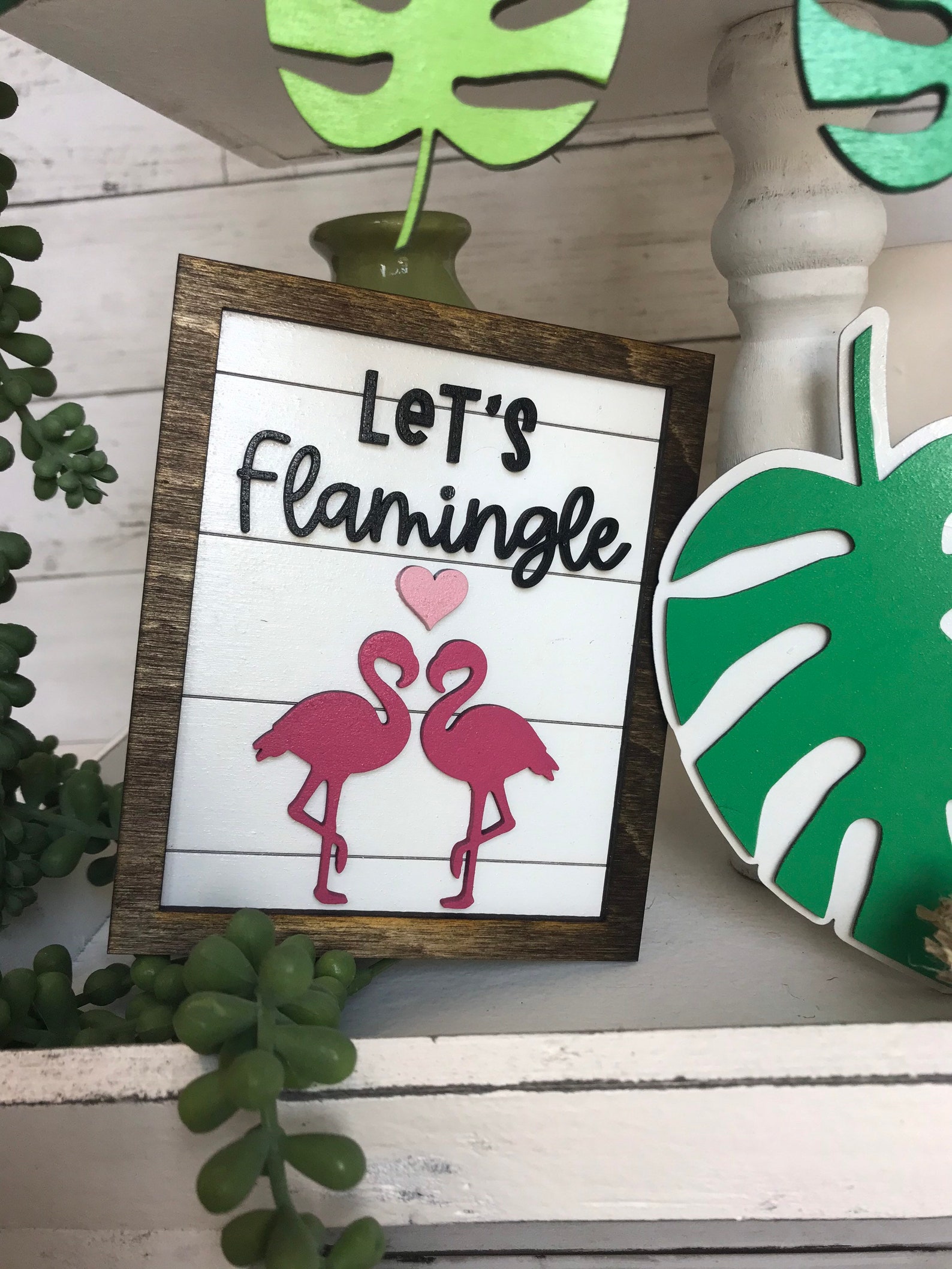 Flamingo Tiered Tray Signs // Flamingo Tiered Tray Decor | Etsy