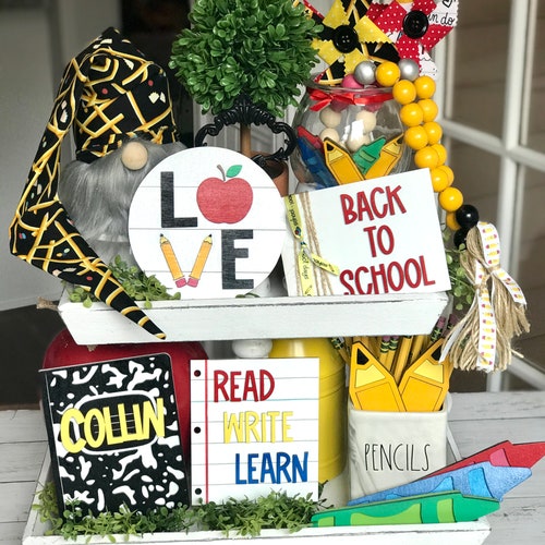 BUNDLE // Back to School Themed Tiered Tray Decor // School - Etsy