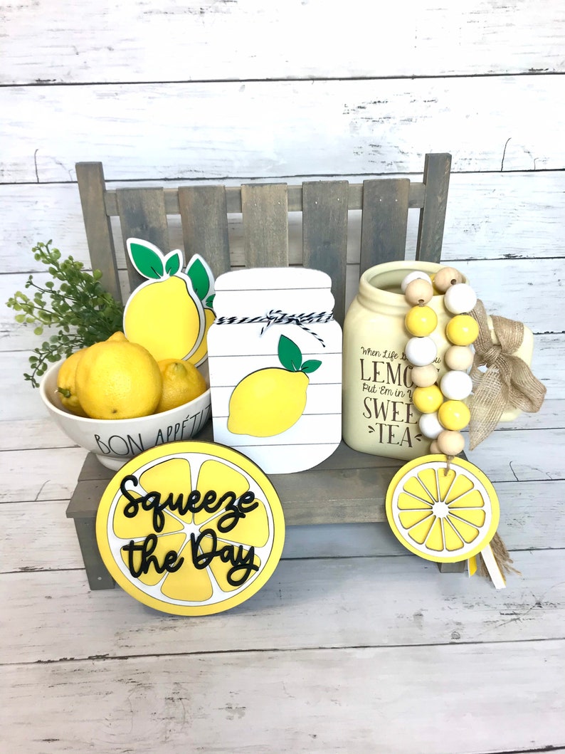 Lemon Tiered Tray Signs // Lemon Tiered Tray Decor - Etsy