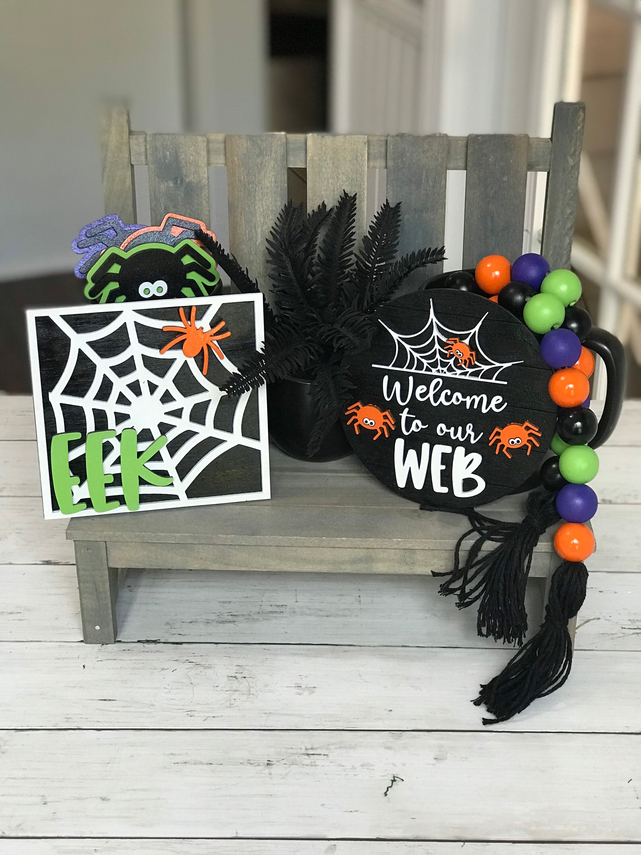 Spider Tiered Tray Signs // Halloween Tiered Tray - Etsy