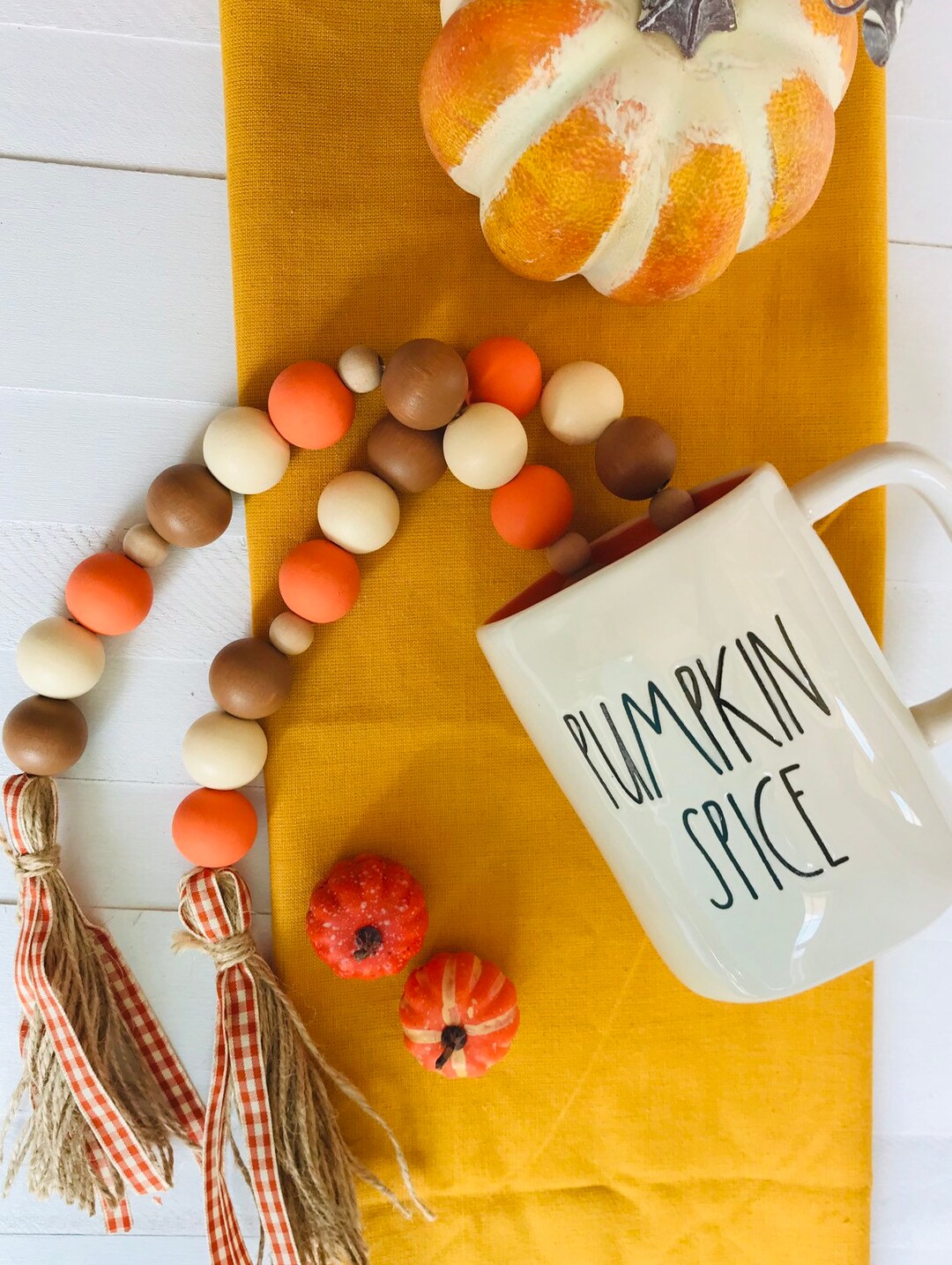 Pumpkin Spice Farmhouse Bead Garland - Etsy