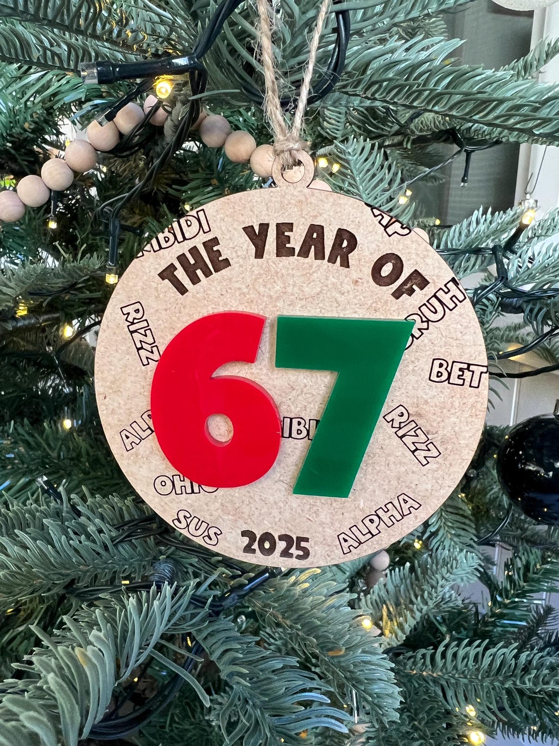 67 Christmas Ornament, Brain Rot Ornament, Customizable Christmas ...
