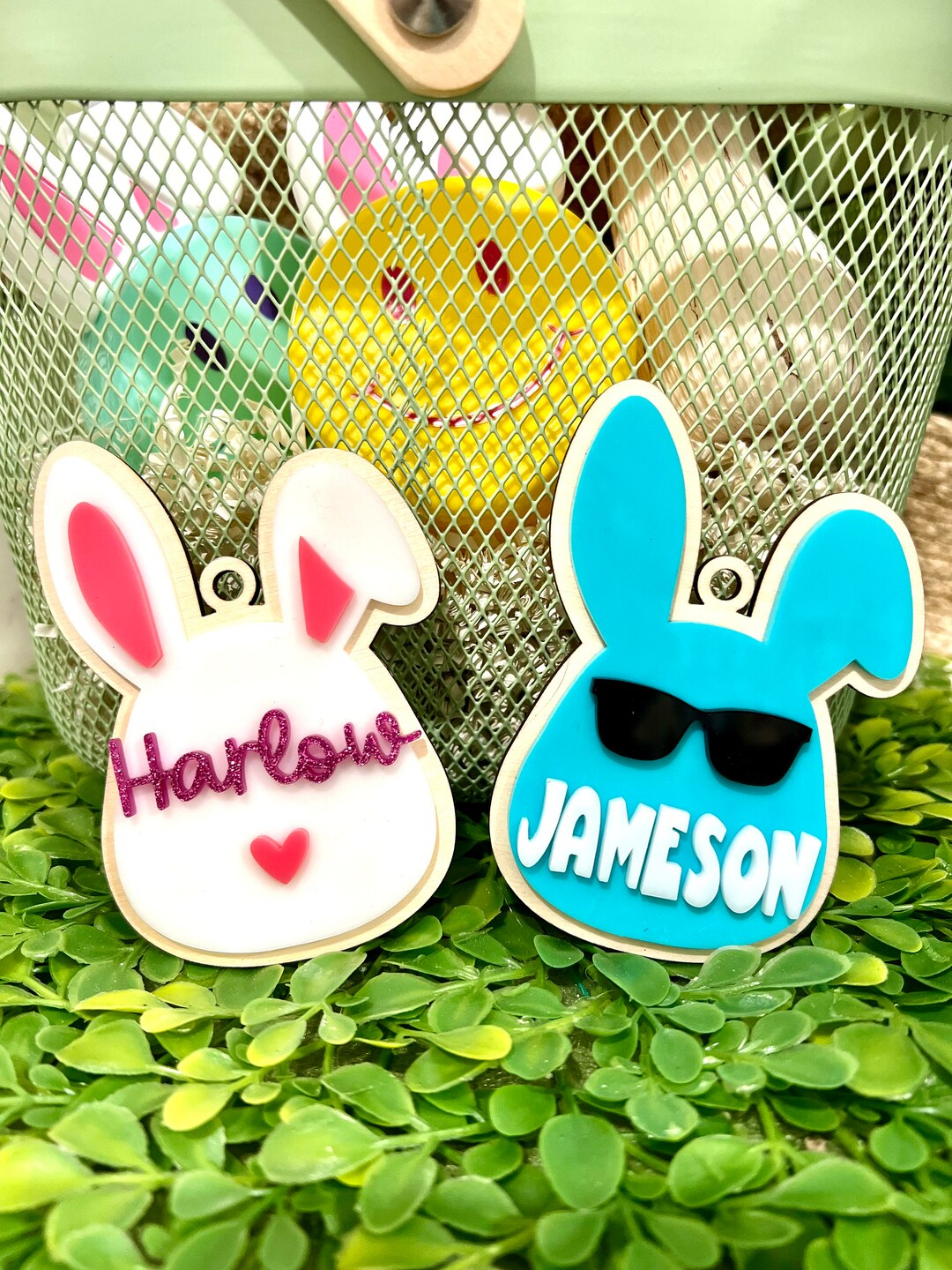 Easter Basket Bunny Name Tags, Custom Name Tags, Easter Basket Tag - Etsy