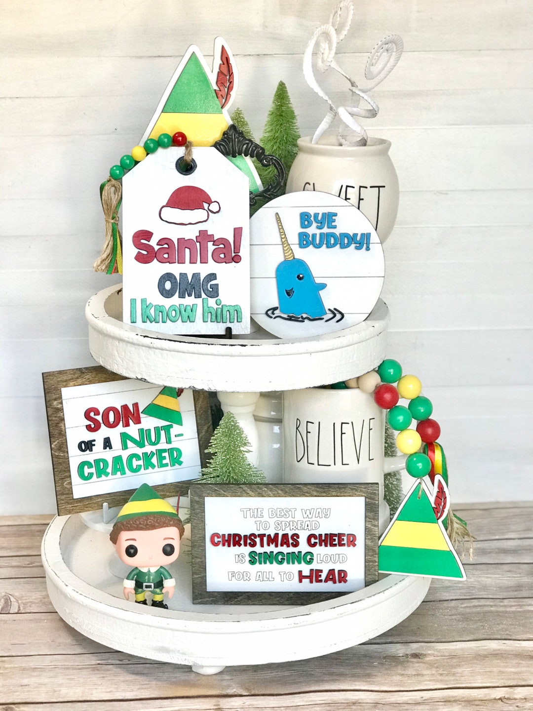 The Elf Tiered Tray Wood Sign, Tiered Tray Decor - Etsy