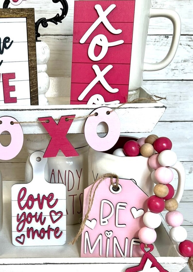 XOXO Valentines Day Tiered Tray Signs Tiered Tray Decor - Etsy
