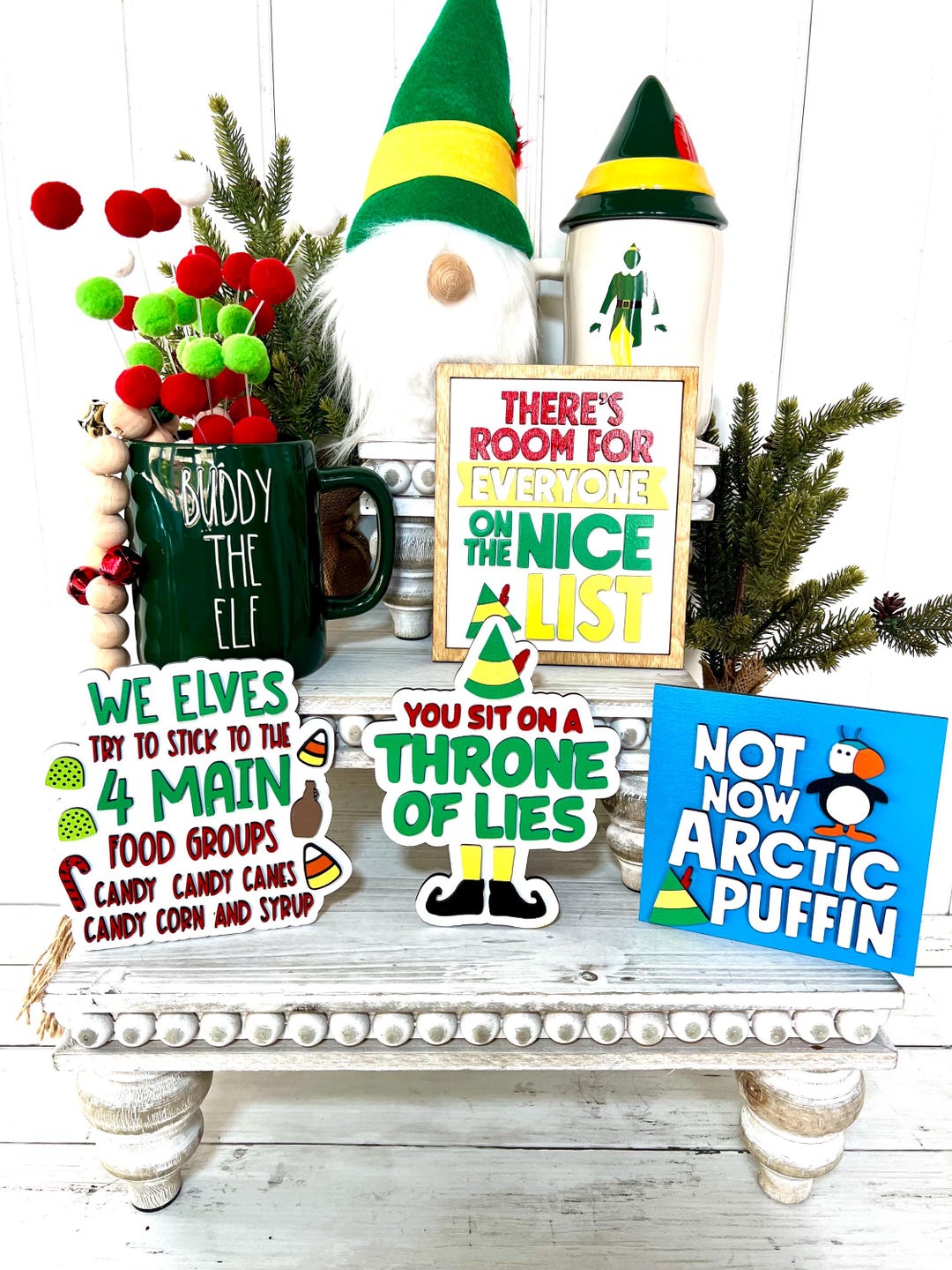 Elf Signs Part 2 Tiered Tray Wood Sign, Tiered Tray Decor, Christmas ...