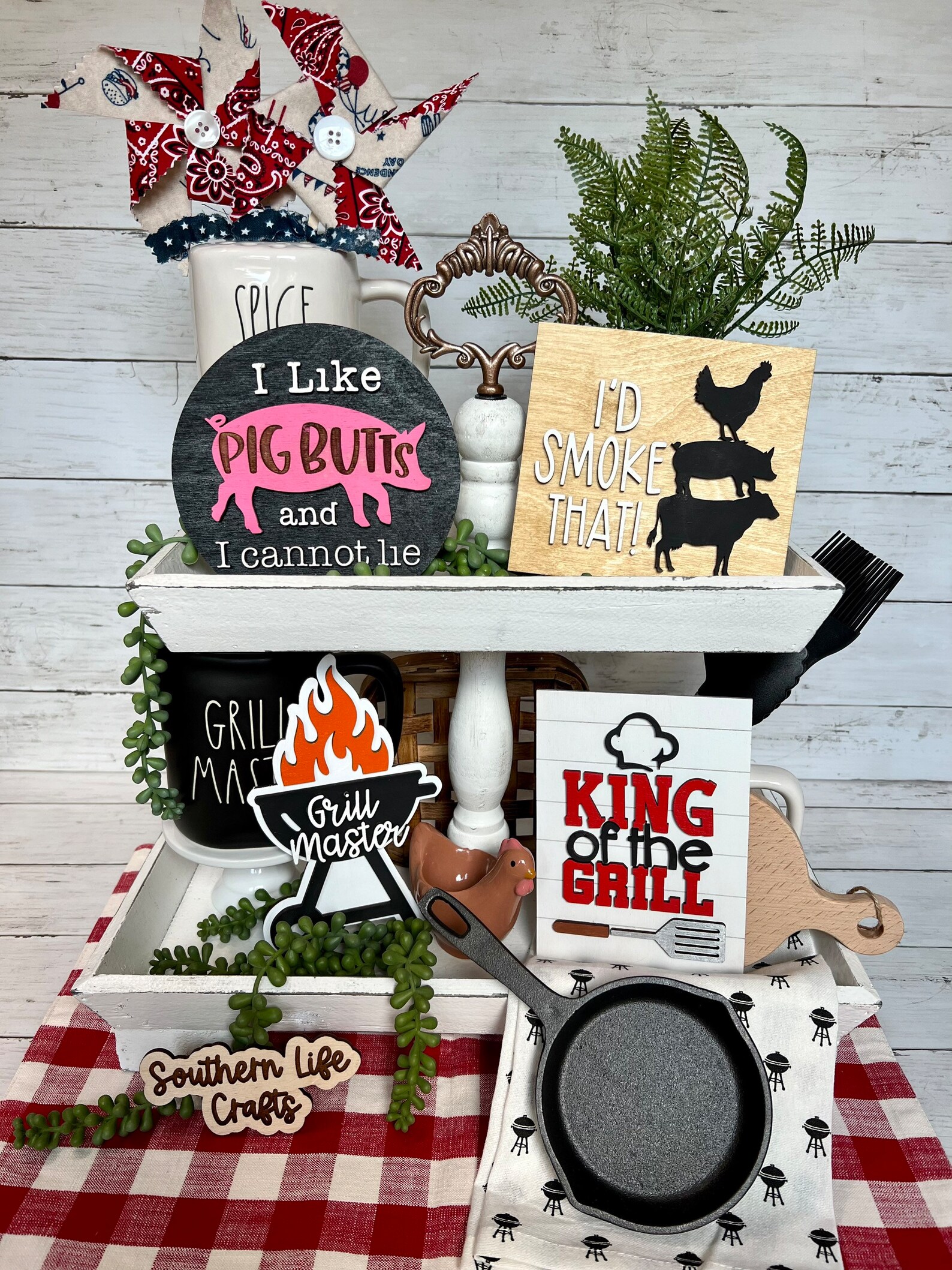 BBQ Tiered Tray Signs BBQ Tiered Tray Decor Wooden Signs - Etsy