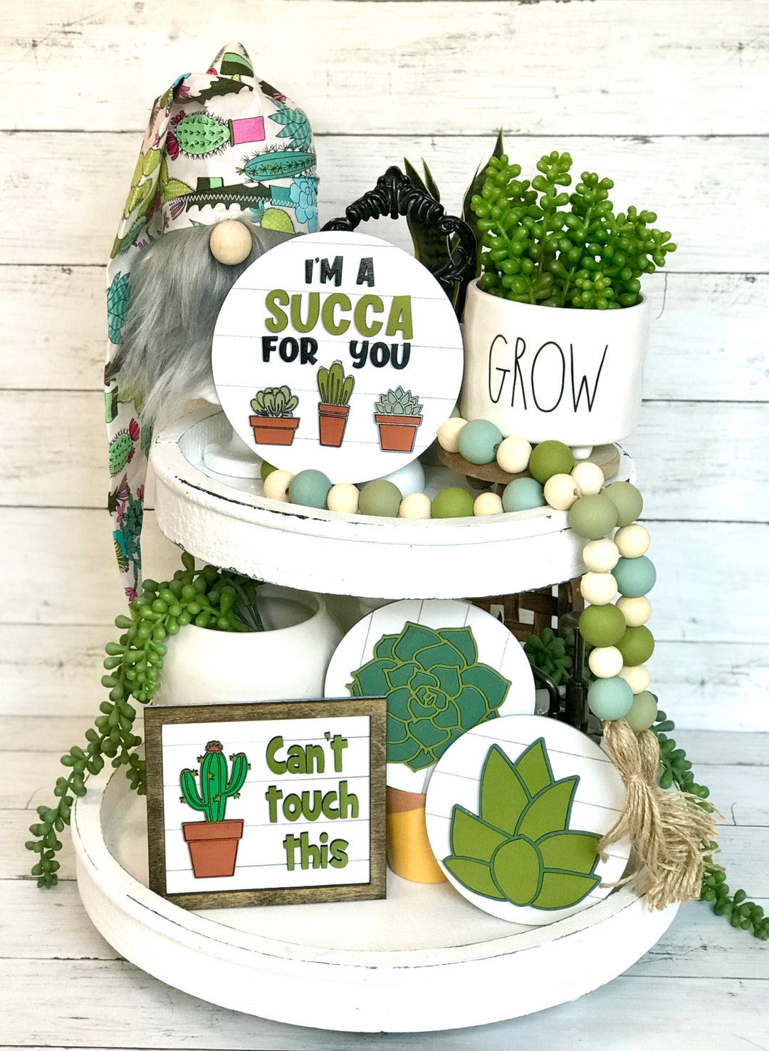 Succulent Tiered Tray Signs, Succulent Tiered Tray Decor - Etsy