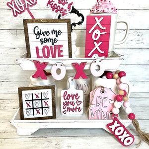 XOXO Valentines Day Tiered Tray Signs Tiered Tray Decor | Etsy