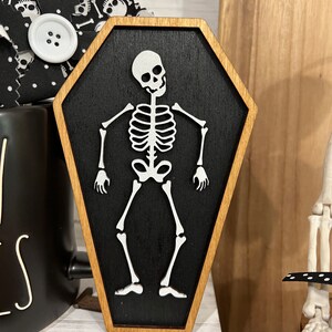 Skeleton Coffin Sign, Halloween Tiered Tray Signs, Skeleton Signs ...