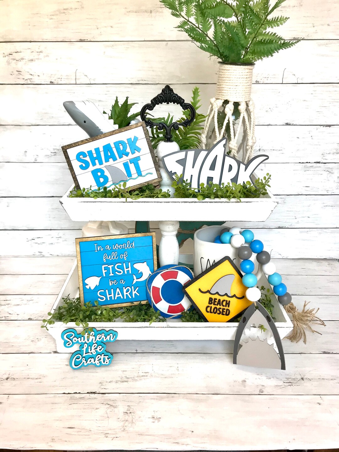 Shark Tiered Tray Signs // Shark Tiered Tray Decor - Etsy