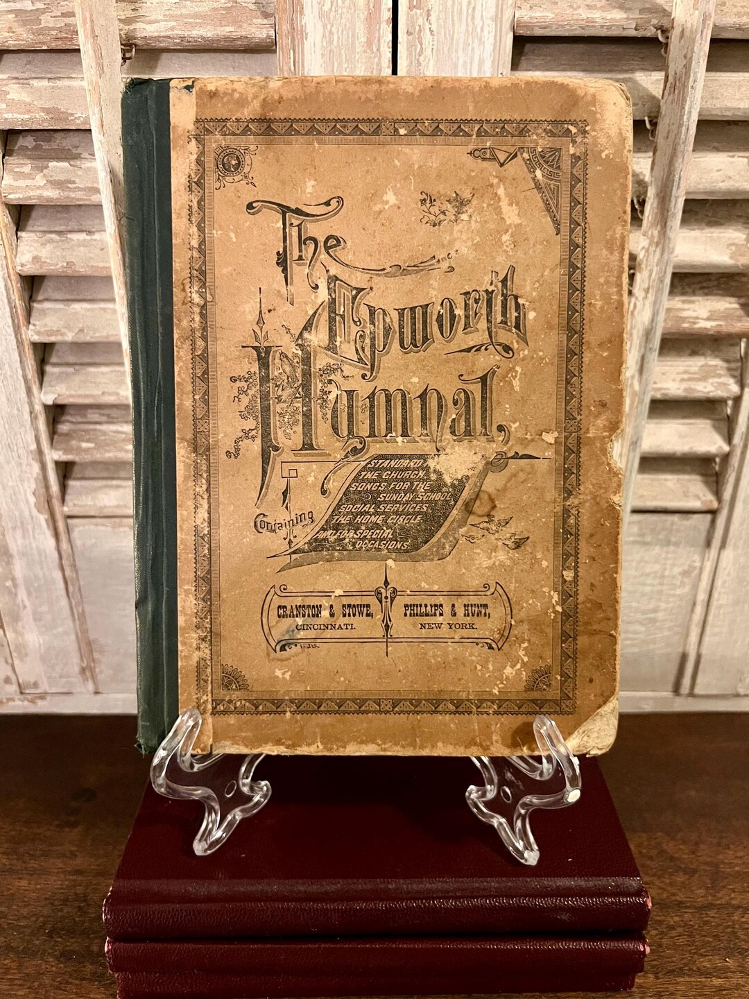 1885 First Edition the Epworth Hymnal Hard Cover Book, Vintage Old Worn ...