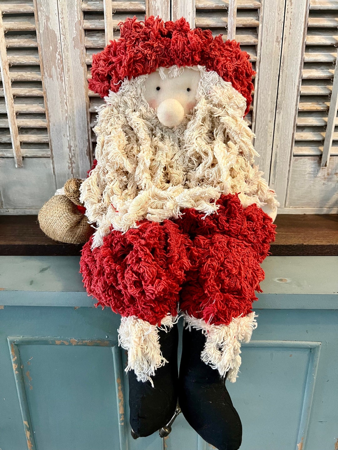 Handmade Vintage Santa Claus Sitting Rag Doll Made in Haiti - Etsy