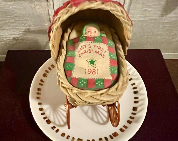 1981 Hallmark Baby's First Christmas Ornament, Vintage Miniature Baby ...