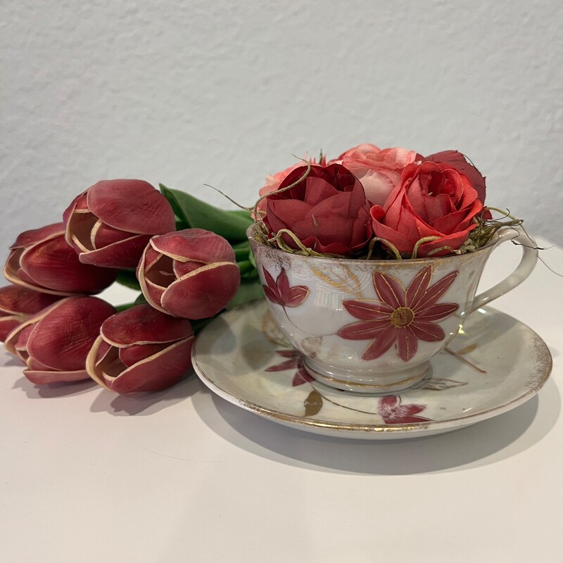 Tea Cup With Flowers - Etsy