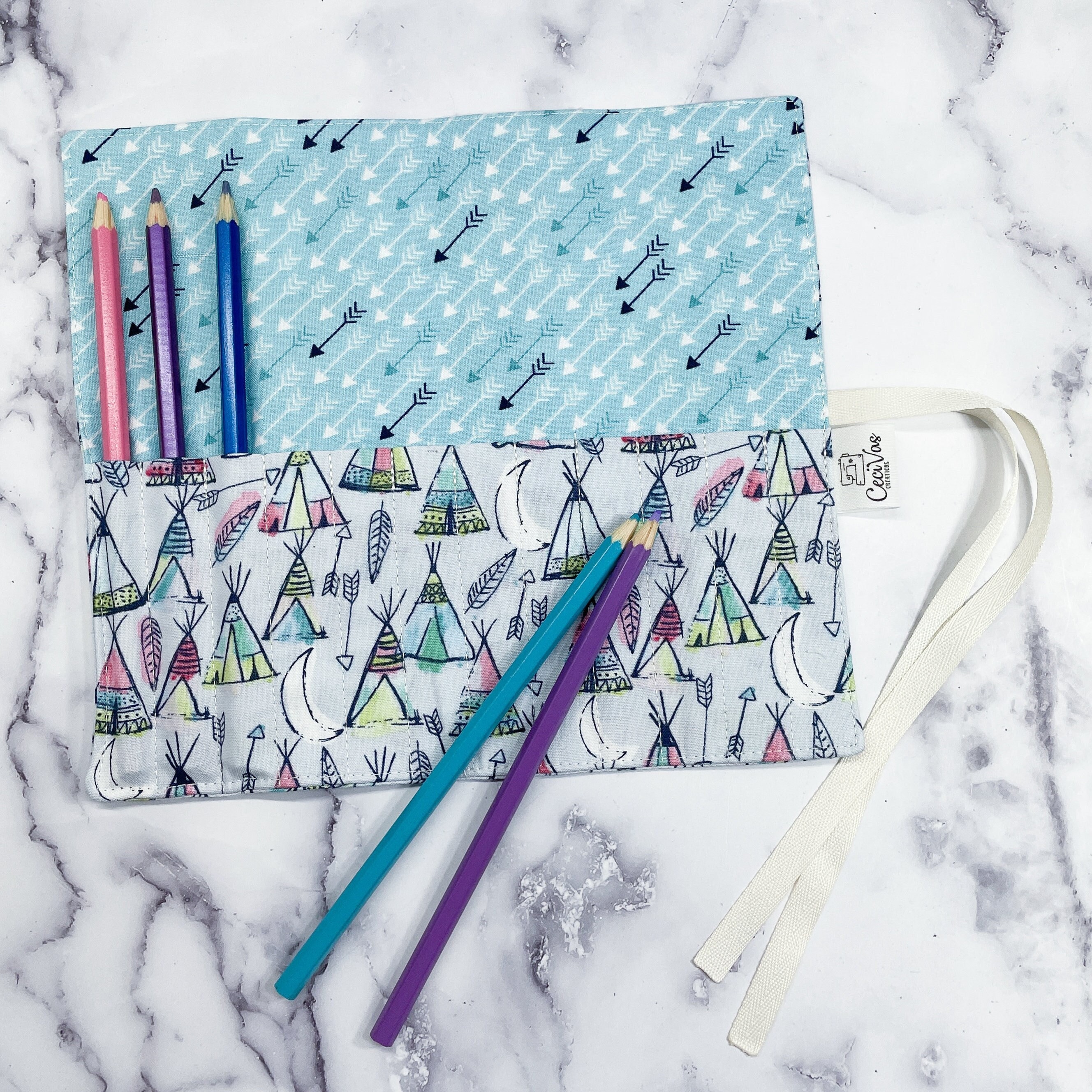 12 Color Pencil Roll Pencil Organizer Pencil Roll Color - Etsy