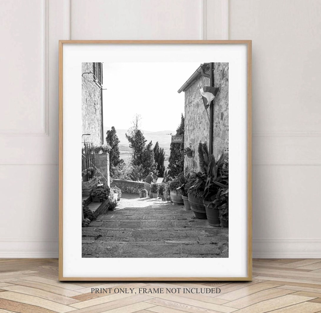 Italy Black and White Print, Street in Pienza Tuscany Wall Art Photo 30 ...
