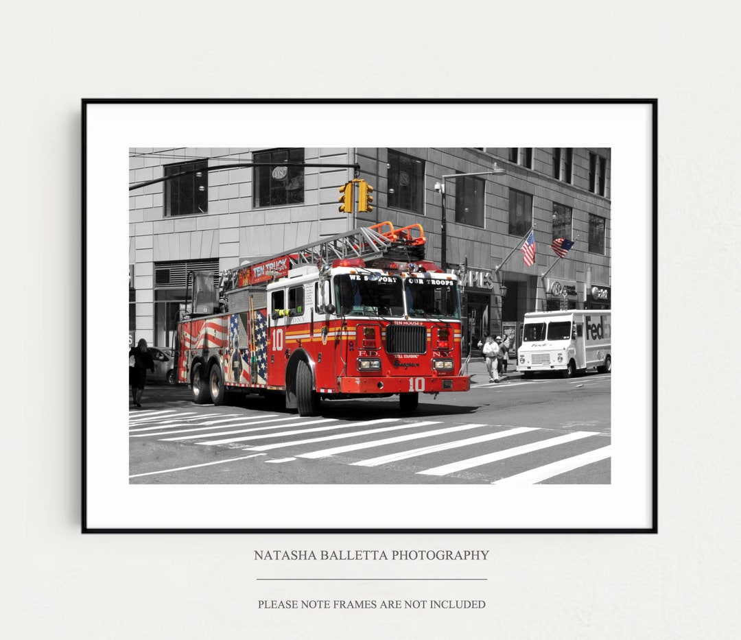 New York Fire Truck Print A3, Fire Engine Photo, NYC Photography ...