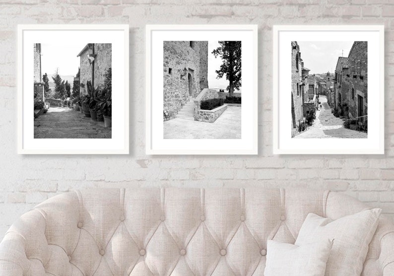 Tuscany village photography print Rustic Italy photo black | Etsy