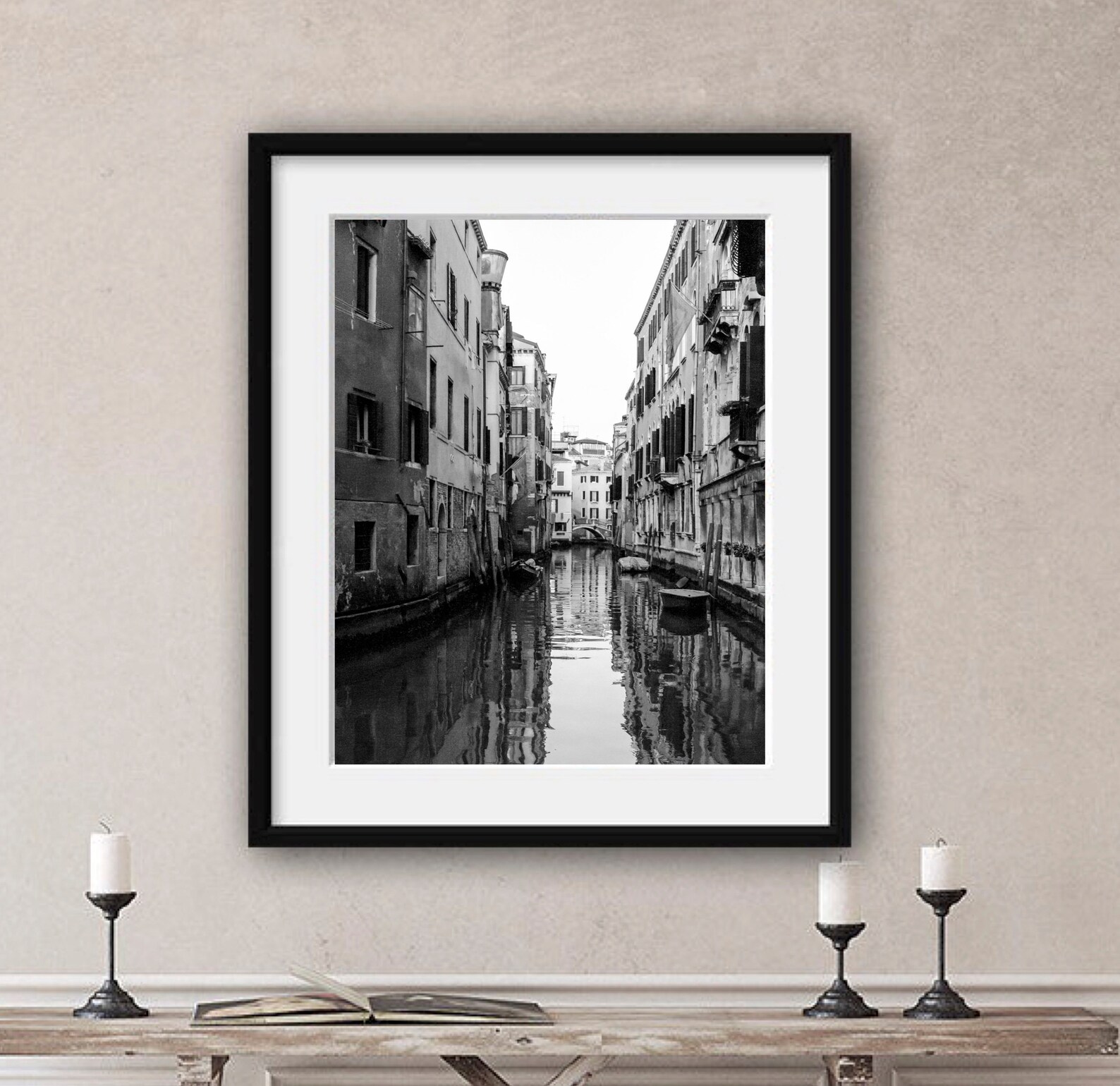 Venice Canal Black and White Photography Wall Art Prints, Original ...