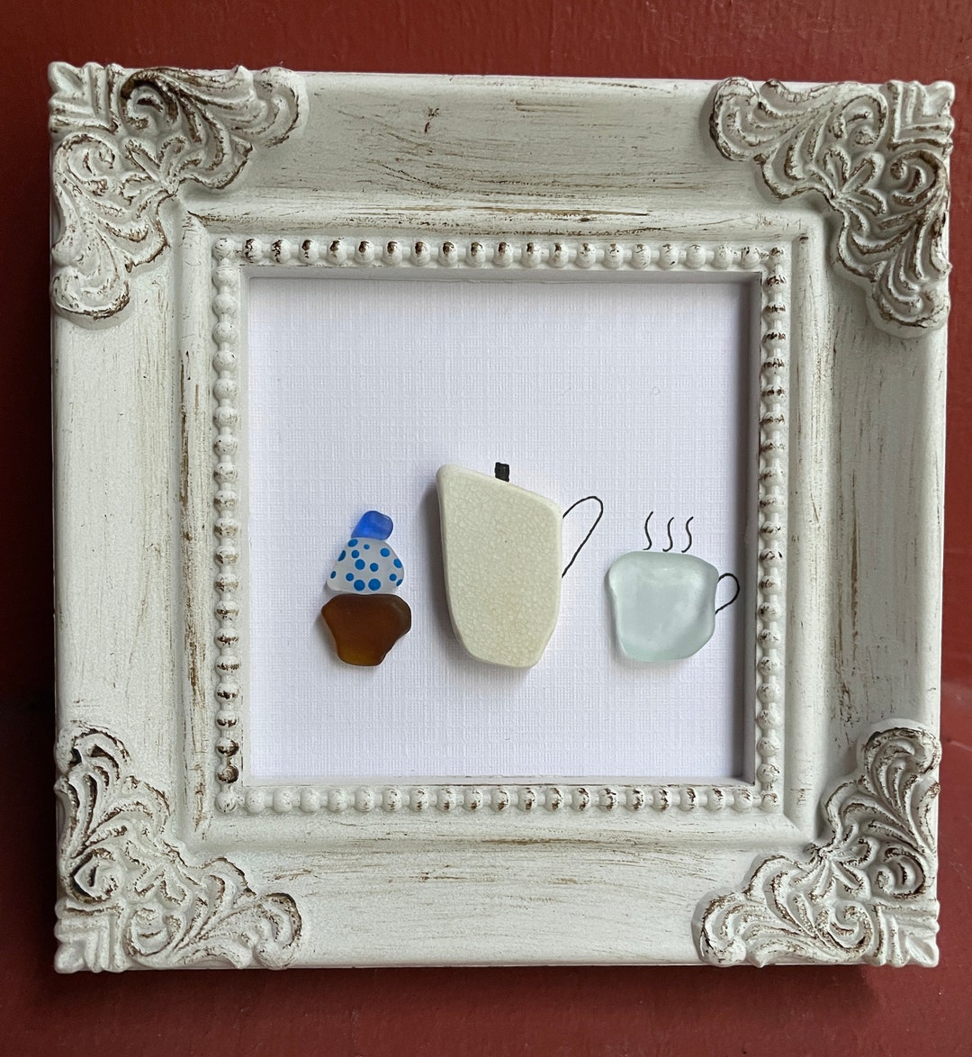 Sea Glass Art 5: White Sea Pottery Coffee Carafe Sea Glass - Etsy