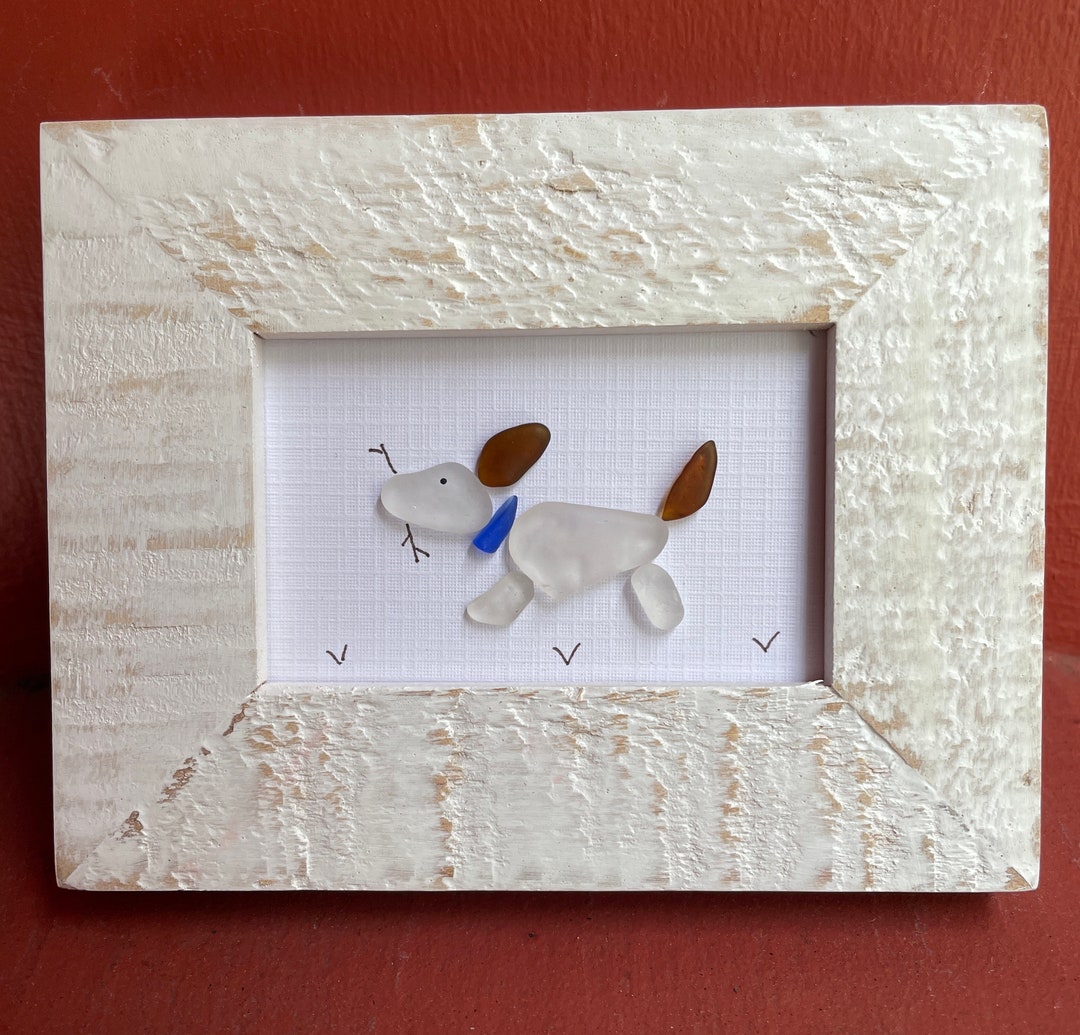 Sea Glass Art 14: Clear and Brown Sea Glass Dog Running With - Etsy