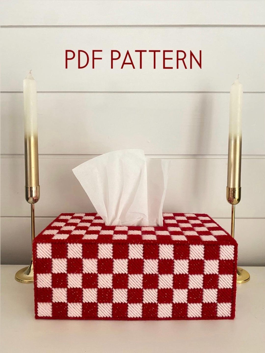 Checkered Tissue Box Cover Pattern, DIY Tissue Box Cover Tutorial, PDF ...