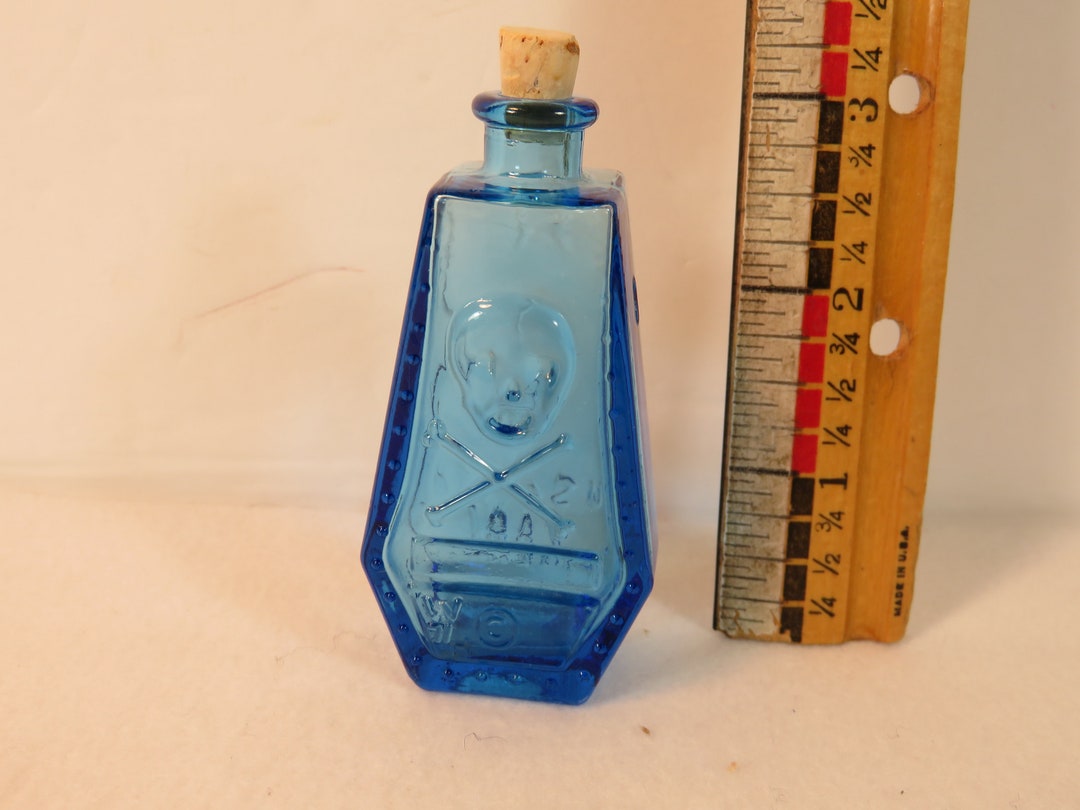 Wheaton NJ Blue Poison RIP Skull Crossbones Coffin Miniature - Etsy