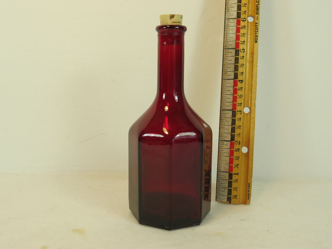 Wheaton NJ Ruby Red Eight Sided Bottle 5 1/2 Inches 5 Ounce 1970's ...