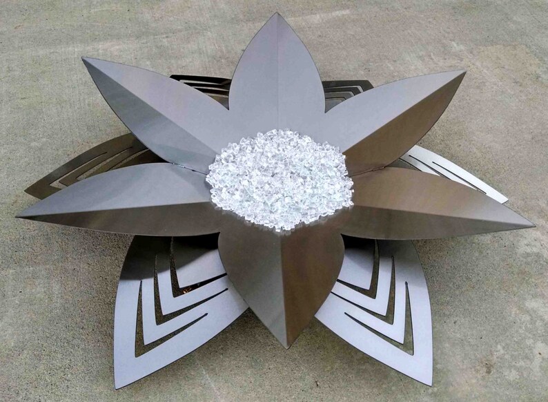 48" Lotus Fire Art - Gas Burning Fire Pit - Chevron Design - Etsy