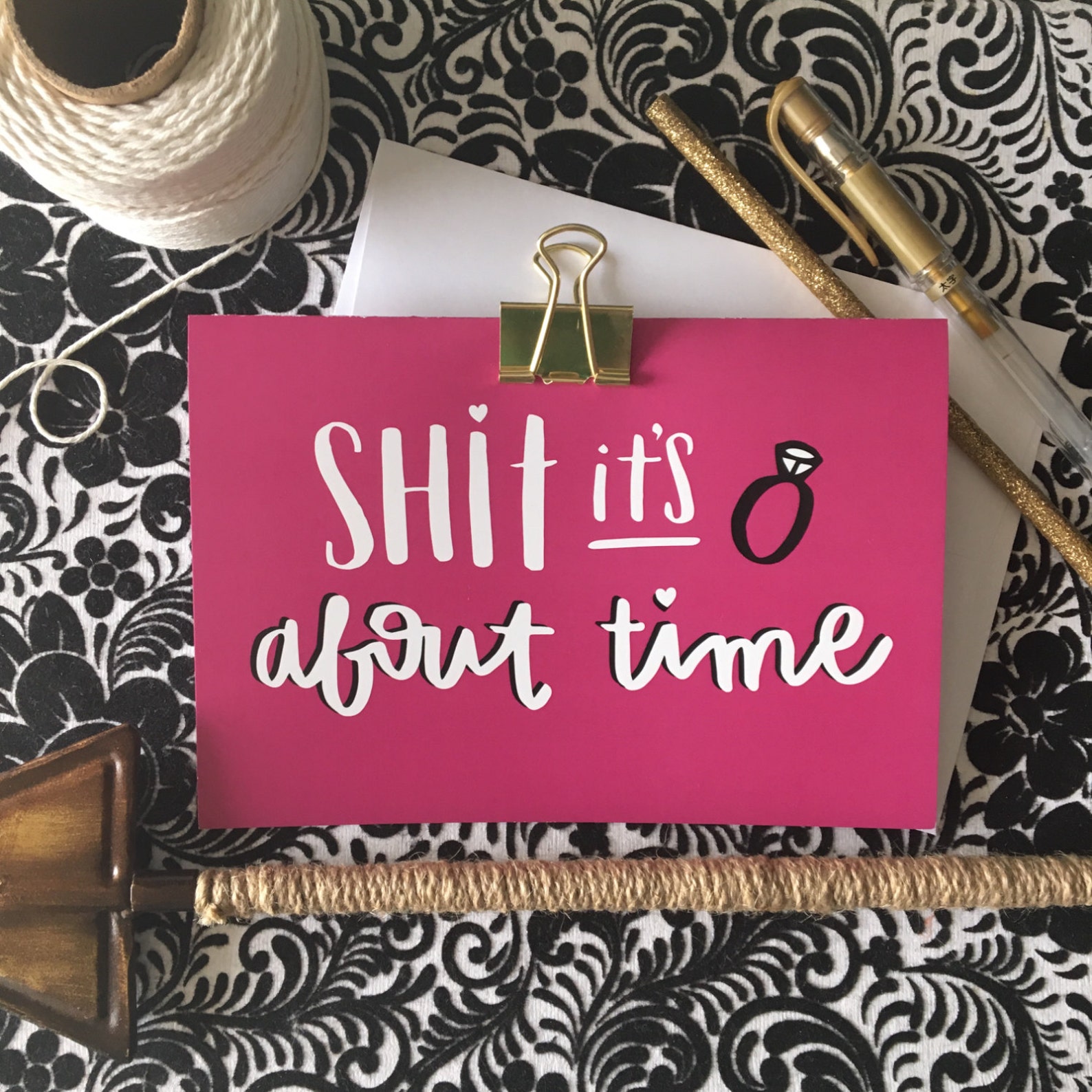 Shit, It's About Time 5x7 Card Engagement Card - Etsy