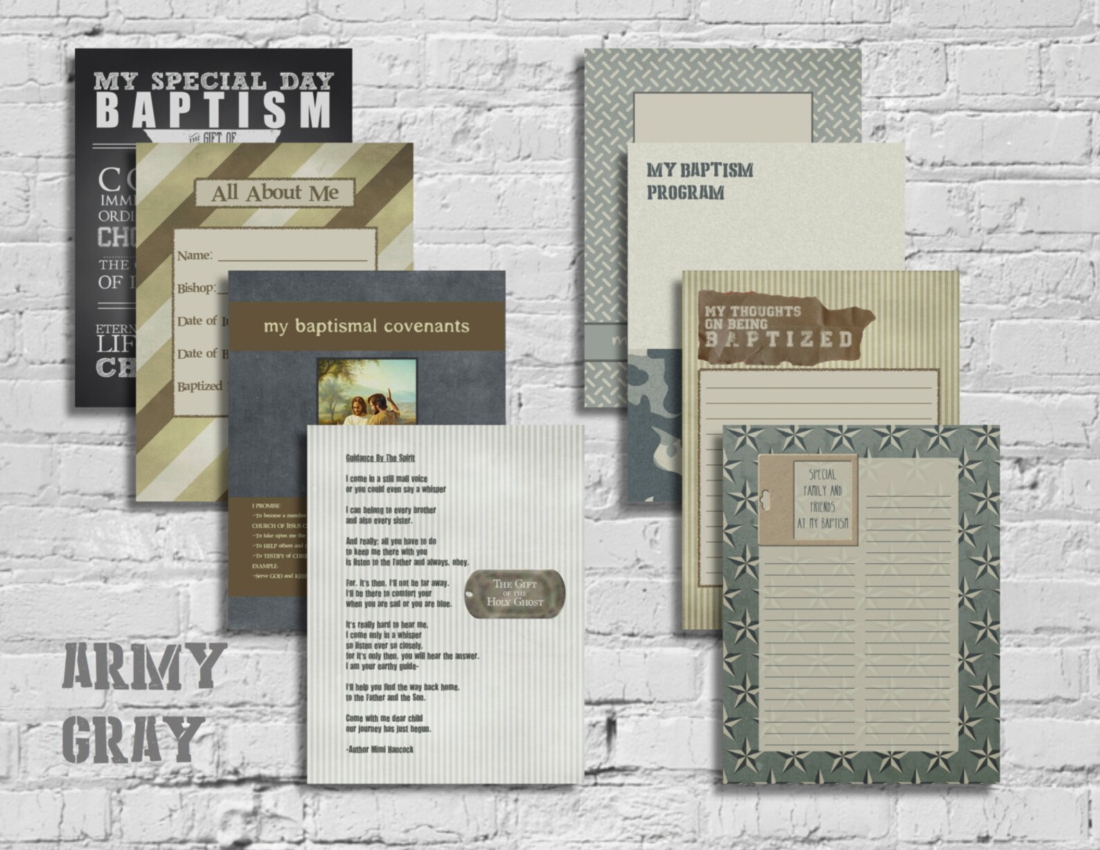 Army Gray Boy LDS Baptism Printable Memory Book - Instant Download - Etsy