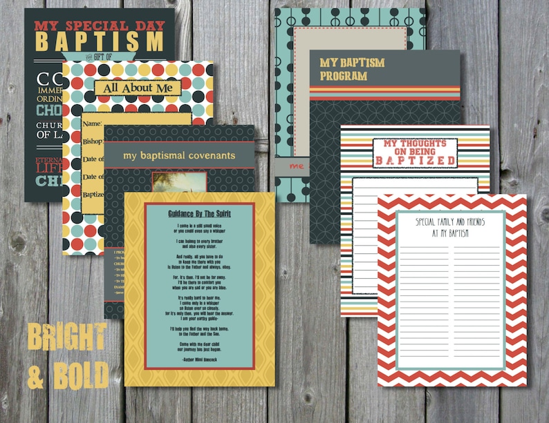Bright & Bold LDS Baptism Printable Memory Book - Instant Download - Etsy