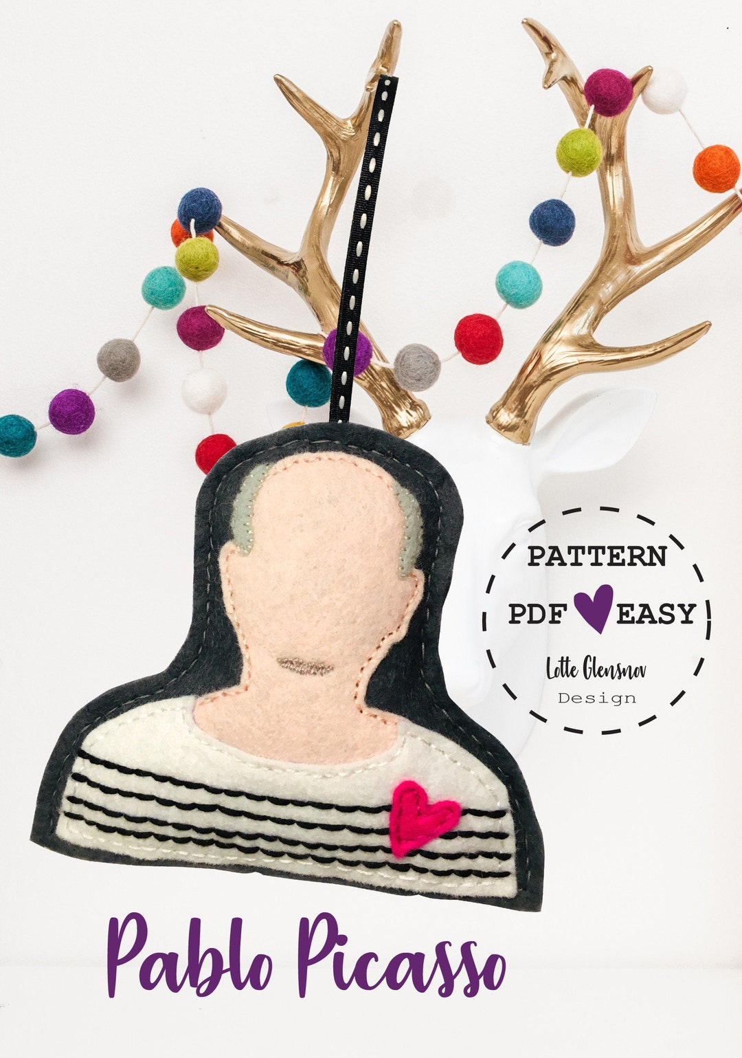 Pablo Picasso, Cute, Felt Ornaments Pattern, Instant Download PDF ...