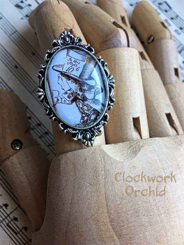 Alice in Wonderland Silver Ring - Etsy