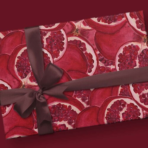 Pomegranate Wrapping Paper // Fruit Wrapping Paper // Holiday | Etsy