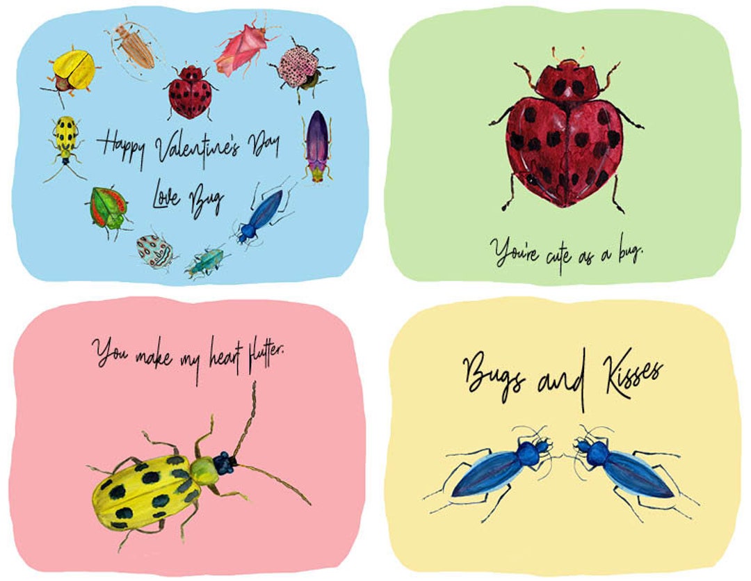 PRINT AT HOME Love Bug Pun Valentine's Day Cards // Insect Pun Card ...