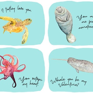 PRINT AT HOME Ocean Pun Valentine's Day Cards // Animal Pun Card ...