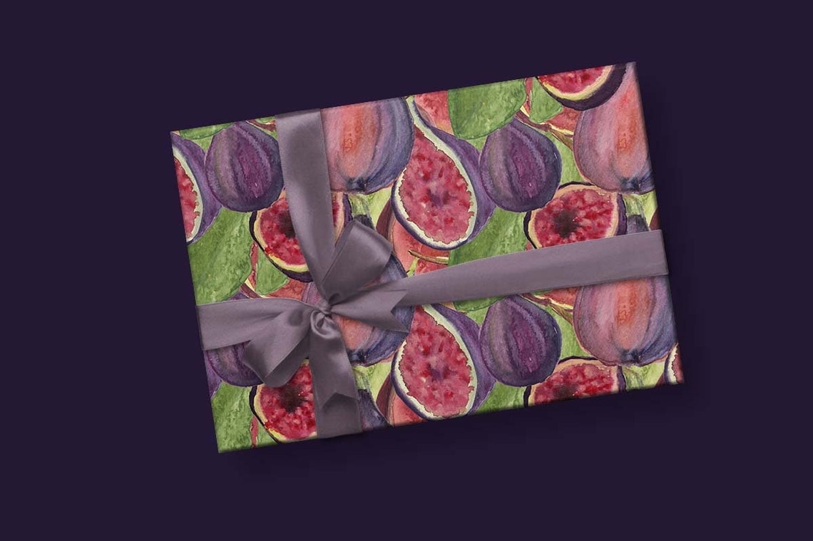 Fig Wrapping Paper // Fruit Wrapping Paper // Purple Gift Wrap // Gift ...
