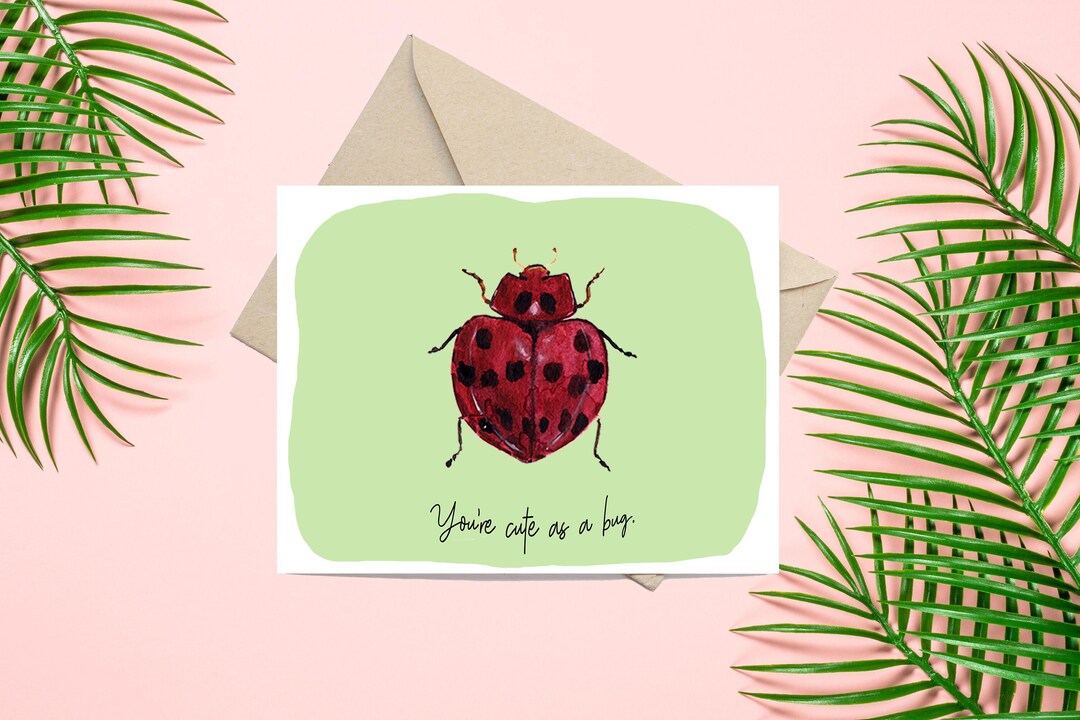 Cute as A Bug Card // Punny Card // Bug Greeting Card // Valentine's ...