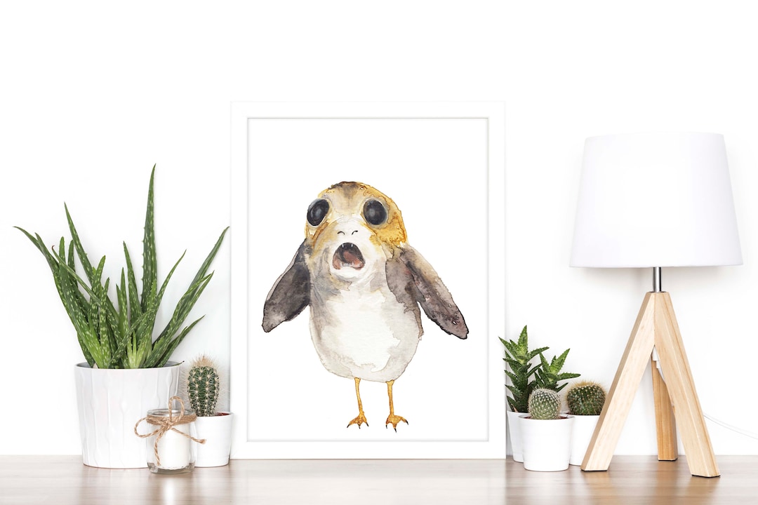 Screaming Porg (star Wars) Watercolor Painting - Art Print - Etsy