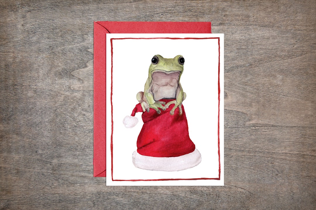 Frog Christmas Card // Animal Christmas Card // Amphibian - Etsy