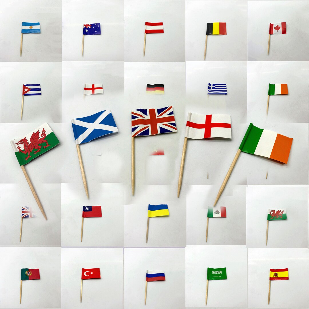 50x Toothpicks MINI Flag Paper Cupcake Sticks Party Cocktail Catering ...