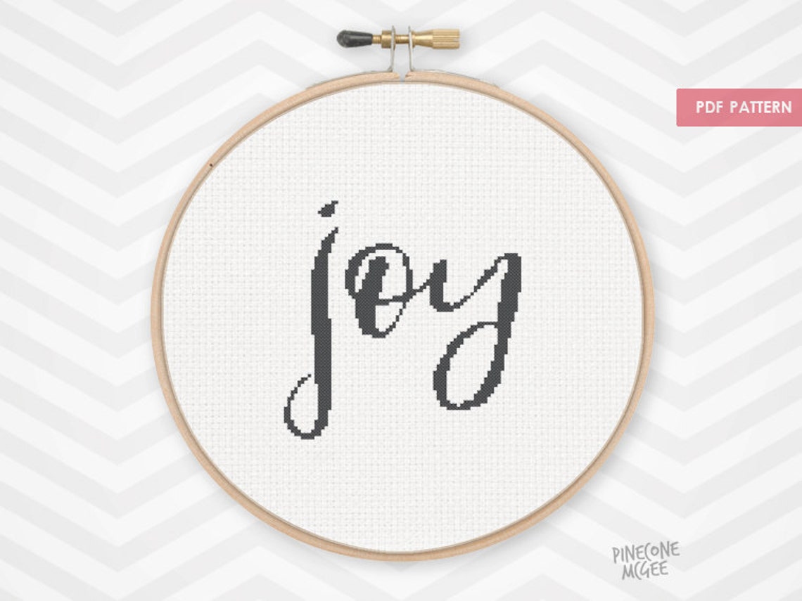 JOY Counted Cross Stitch Pattern Easy Inspirational Gift Pdf | Etsy