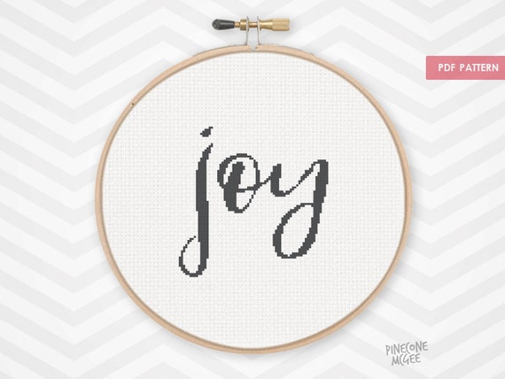 JOY Counted Cross Stitch Pattern Easy Inspirational Gift Pdf | Etsy