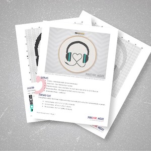 HEART MUSIC HEADPHONES Counted Cross Stitch Pattern, Xstitch Pdf - Etsy