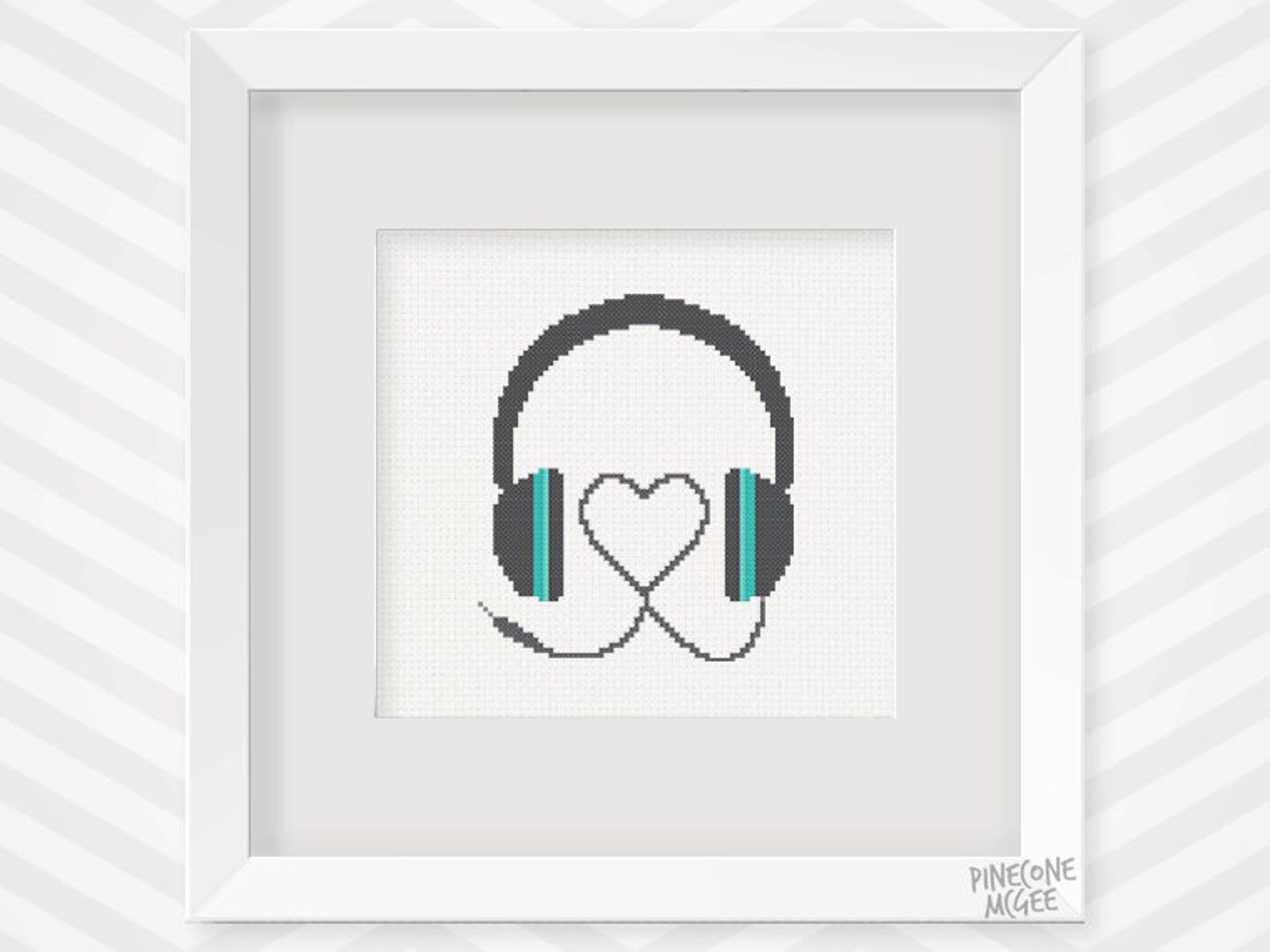 HEART MUSIC HEADPHONES Counted Cross Stitch Pattern, Xstitch Pdf - Etsy