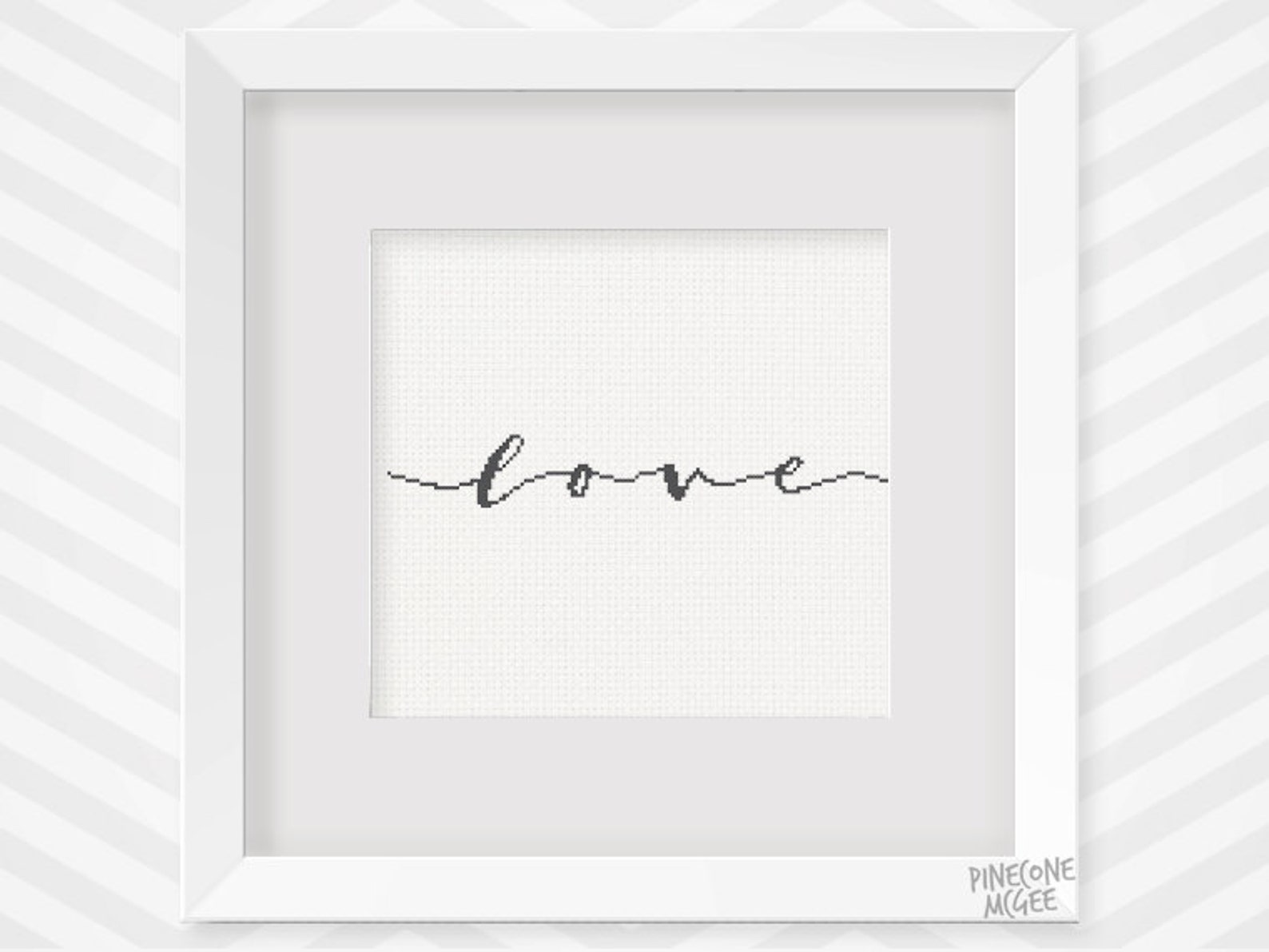 CURSIVE LOVE Counted Cross Stitch Pattern, Easy Word Typography Xstitch ...