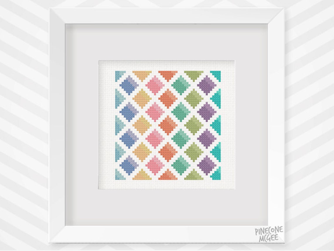 WATERCOLOR DIAMONDS Counted Cross Stitch Pattern Modern - Etsy