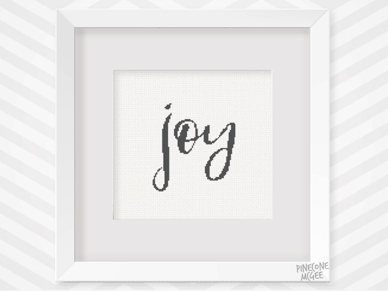 JOY Counted Cross Stitch Pattern Easy Inspirational Gift Pdf - Etsy